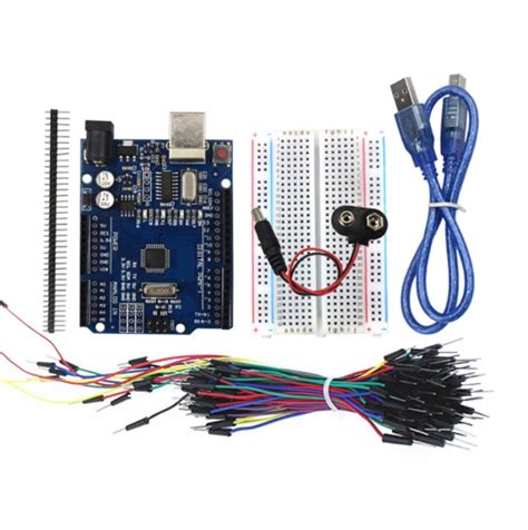 starter kit uno atmega328p bundle breadboard wires usb arduino compati