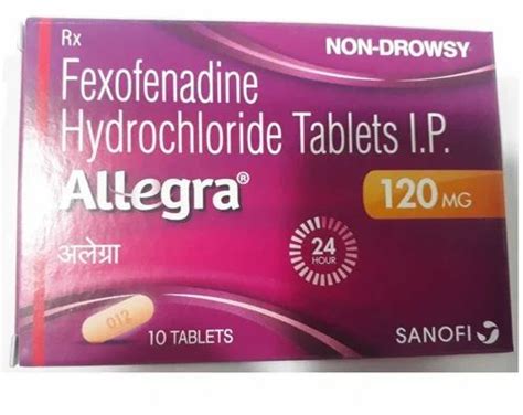 Fexofenadine 120mg Allegra 120mg Tablet Packaging Type Stripe