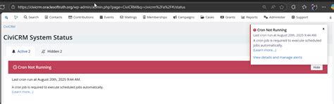 Error Cron Job Not Running After Fresh Install Of Civicrm V650