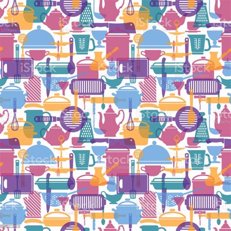 원활한 벡터 패턴입니다 주방 배경입니다 조리 기구 및 주방 도구 가정 생활에 대한 스톡 벡터 아트 및 기타 이미지 가정 생활 가정 주방 가정의 방 Istock