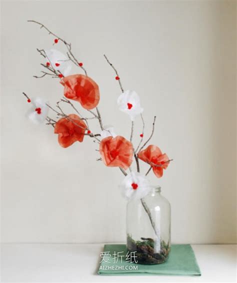 怎么做纸花插花的方法 纸花摆饰的做法图解 爱折纸网