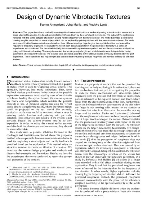 Pdf Design Of Dynamic Vibrotactile Textures