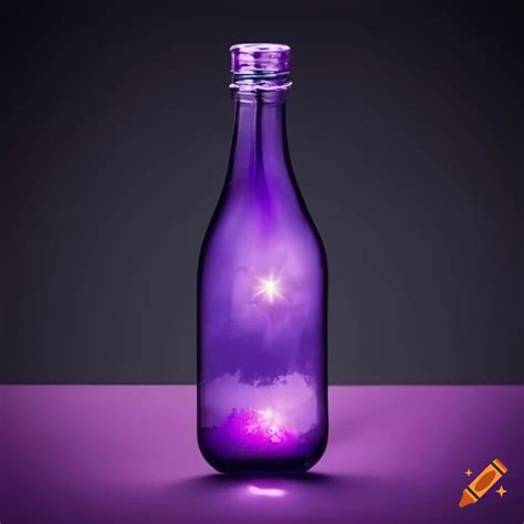 Scenic Nature Landscape Inside A Glass Bottle With A Purple Galaxy