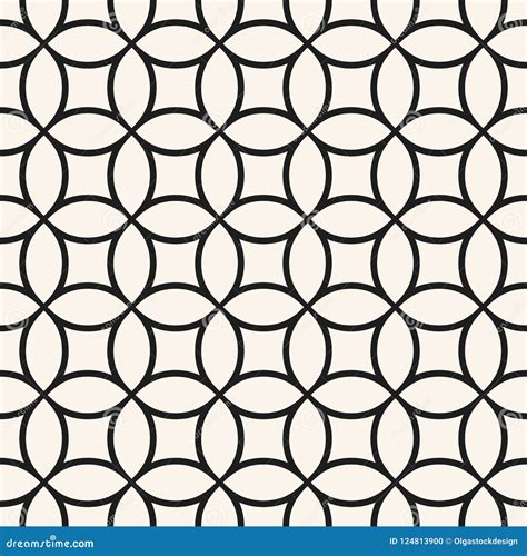 Circle Grid Pattern Vector Seamless Texture With Thin Rounded Lines Mesh Net Lattice Stock