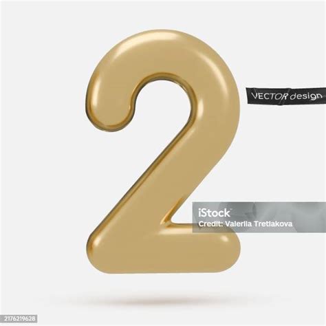황금 아이콘 3d 렌더링 번호 2 둘 기호 사실적인 디자인 요소 엽서 아이콘 포스터 배너 웹 디자인 예술에 대 한 흰색 배경에