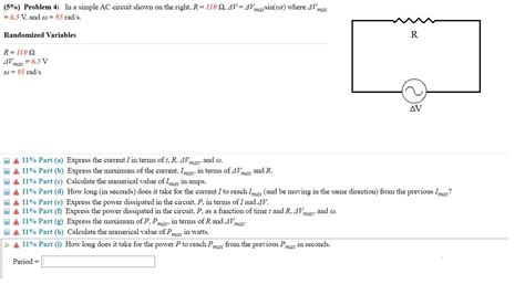 Solved Problem In A Simple AC Circuit Shown On The Chegg Com