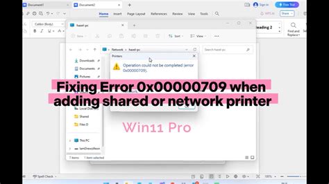 Error 0x00000709 When Adding Network Printer Youtube