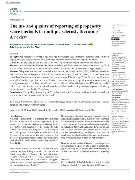 Pdf The Use And Quality Of Reporting Of Propensity Score Methods In