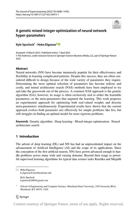 A Genetic Mixed Integer Optimization Of Neural Network Hyper Parameters