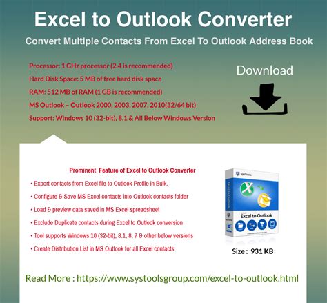 Move Excel Contacts To Outlook Address Book Via Systools Excel To Outlook Converter Outlook