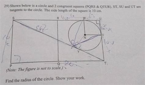 29 Shown Below Is A Circle And 2 Congruent Squares Pqrs And Qtur St S