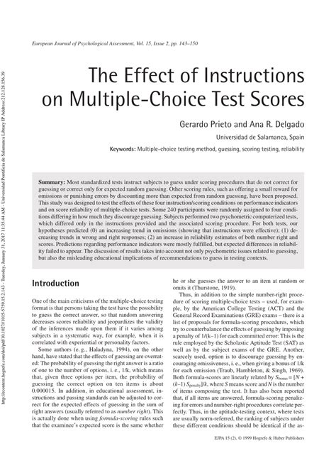 pdf the effect of instructions on multiple choice test scores
