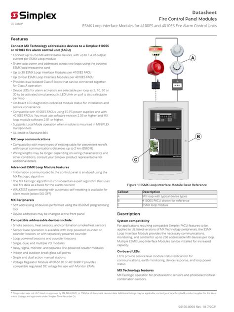 Features Esmx Loop Interface Modules For 4100es And 4010es Fire Alarm