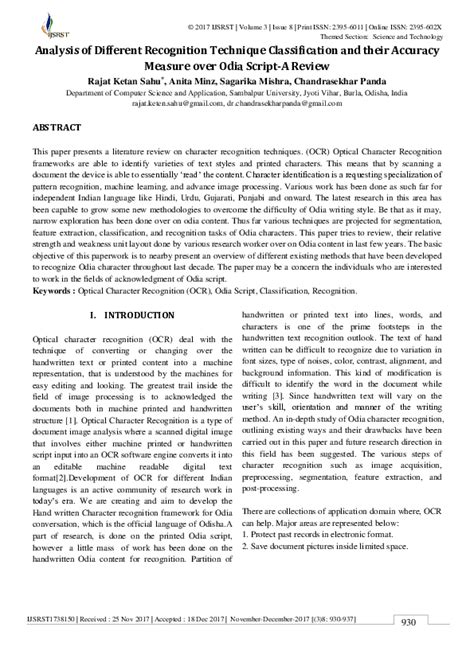 Pdf Analysis Of Different Recognition Technique Classification And Their Accuracy Measure Over
