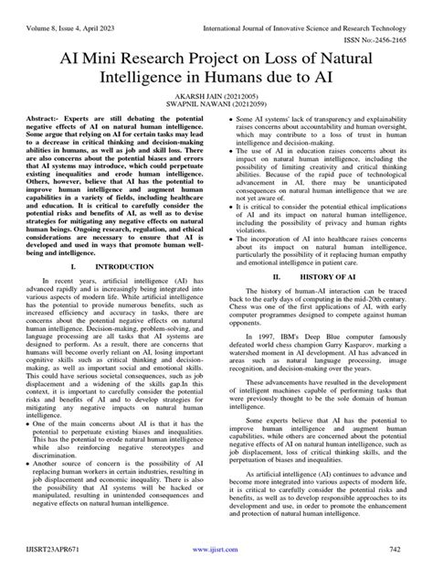 Ai Mini Research Project On Loss Of Natural Intelligence In Humans Due To Ai Pdf Artificial