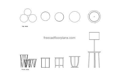 Round Side Tables Free Cad Drawings