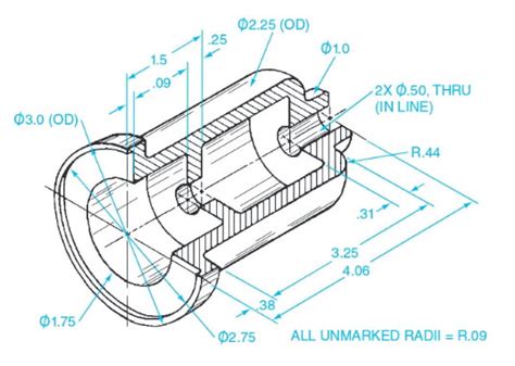 Solved I Need A Half Section View Drawn For The Part Below I