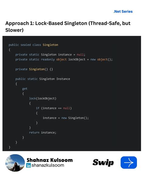 Designpatterns Singletonpattern Softwareengineering Csharp Dotnet Shahnaz Kulsoom