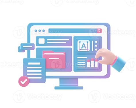 3d Render Of Gradient Working On Computer Illustration Icons For Web Social Media Ads Designs