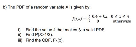 Solved B The PDF Of A Random Variable X Is Given Chegg