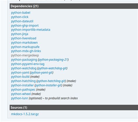Dependency Issue With Mkdocs Pacman EndeavourOS