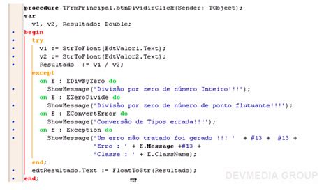 quick tips tratando exceções no delphi devmedia