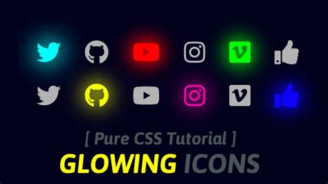 Css Glowing Social Buttonicons On Mouse Click Css Glowing Effect