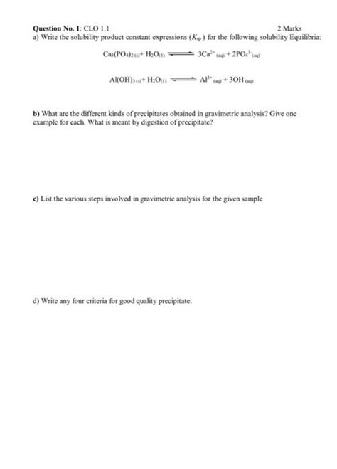 Solved Question No 1 CLO 1 1 2 Marks A Write The Chegg Com