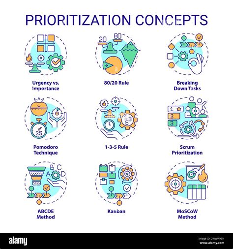Prioritization Techniques Multi Color Concept Icons Stock Vector Image And Art Alamy