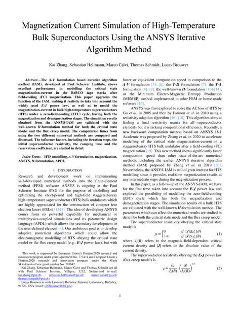 Pdf Magnetization Current Simulation Of High Temperature Bulk Superconductors Using The Ansys