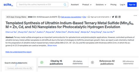 Templated Synthesis Of Ultrathin Indium Based Ternary Metal Sulfide Min 2 S 4 M Zn Cd And