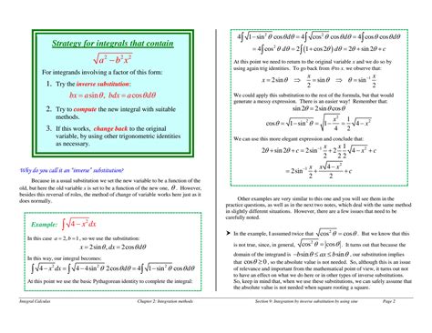 Solution Integration By Inverse Substitution Using Sine Studypool