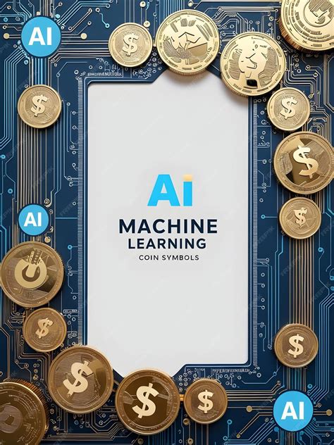 ai machine learning and coin symbols frame concept as a border frame