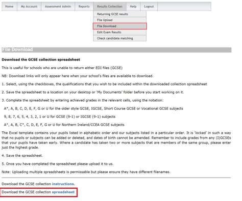 Downloading The Pre Formatted Results Spreadsheet International