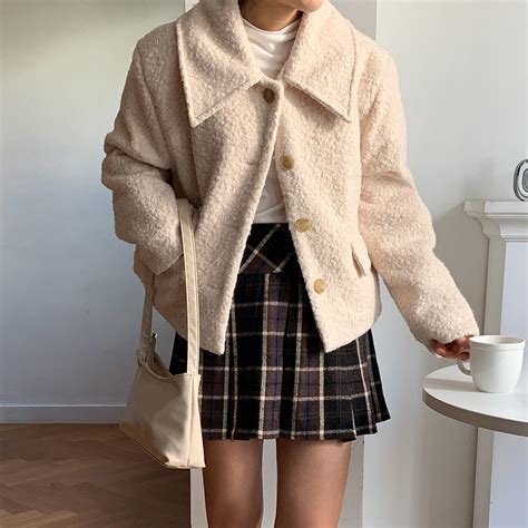 아더먼데이 울혼방윈터체크 핀턱 치마바지