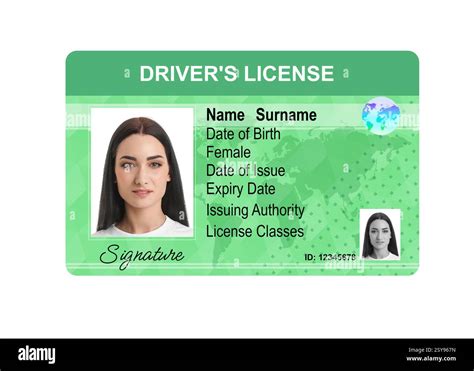 Drivers License With Photo Of Woman And World Map Illustration