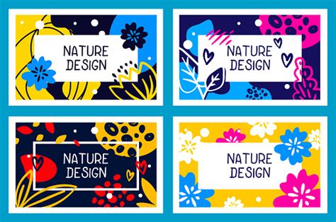 간단한 모양과 텍스트 프레임아름다운 템플릿 패턴의 벡터 세트입니다 색상 배경에 아름다운 꽃과 하트꽃 무늬 0명에 대한 스톡 벡터