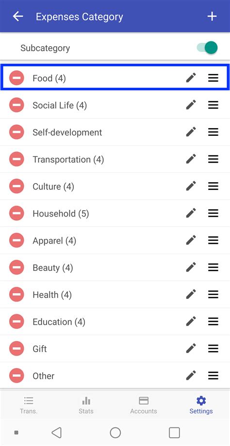 How To Add A Subcategory Under Main Category Money Manager Help Center