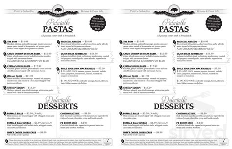 Menu Big Lake Mns The Buff Sirved