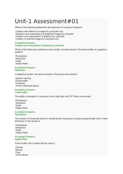 Computer Graphicsandmulti Media Unit 1 Assessment Which Of The Following Statements Are