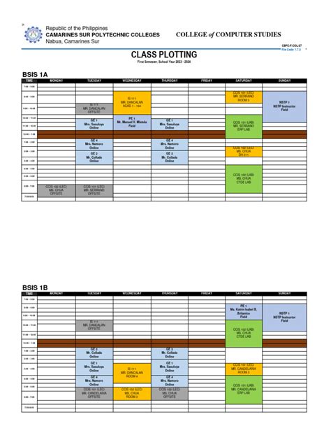 Class Plotting Bsis1stsem 2023 2024 Pdf