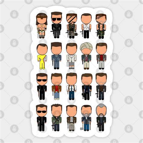 Complete Arnie Movie Icons Vector Eds Schwarzenegger Sticker Teepublic