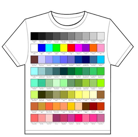 Printable Sublimation Color Chart