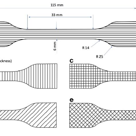 Schematic Of Five Raster Angles And Dimension Of Tensile Test Specimens