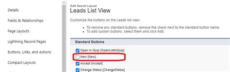 Apex Remove New Button From Recently Viewed Search Layout