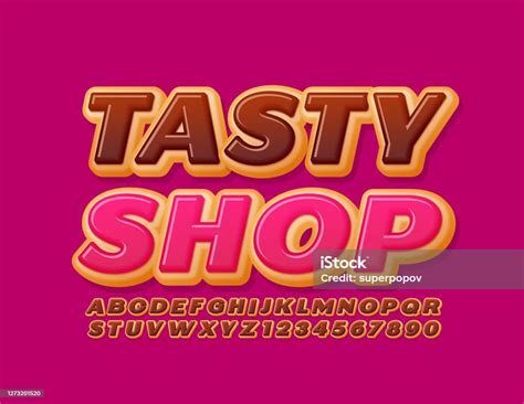 벡터 밝은 로고 맛있는 가게 달콤한 도넛 알파벳 문자와 숫자 귀여운에 대한 스톡 벡터 아트 및 기타 이미지 귀여운 그래픽 프린트 냉동식품 Istock