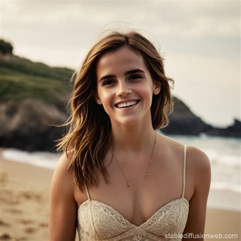 Emma Watson On Beach Stable Diffusion Online