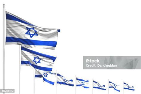 좋은 많은 이스라엘 플래그 텍스트에 대 한 공간을 가진 흰색 절연 대각선 배치어떤 축 하 플래그 3d 그림 0명에 대한 스톡 사진 및 기타 이미지 Istock
