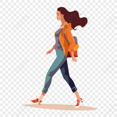 여자 걷는 클립 아트 배낭 걷는 소녀와 만화 벡터 Png 일러스트 무료 다운로드 Lovepik