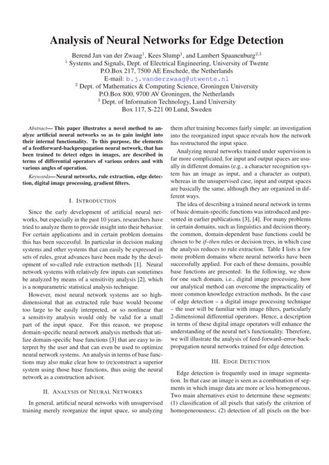 Pdf Analysis Of Neural Networks For Edge Detection